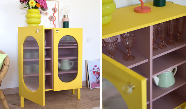 DIY : Comment transformer des étagères cubes en meuble vitrine pop