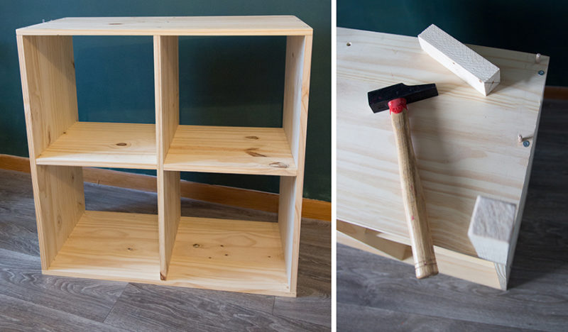 DIY : Comment transformer des étagères cubes en meuble vitrine pop