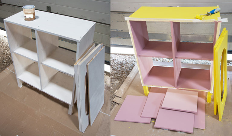 DIY : Comment transformer des étagères cubes en meuble vitrine pop
